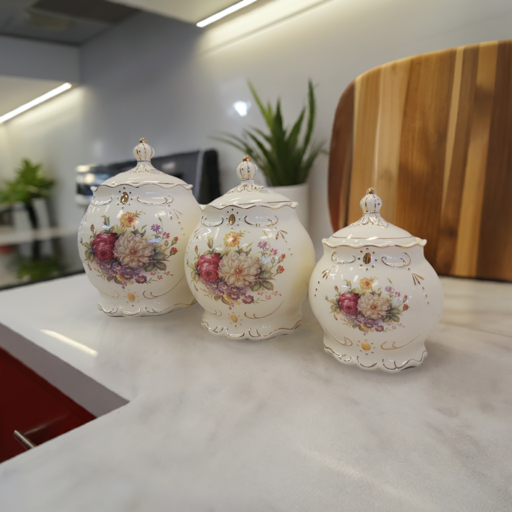 3 piece Canister Set-Flower – Simcart.ca